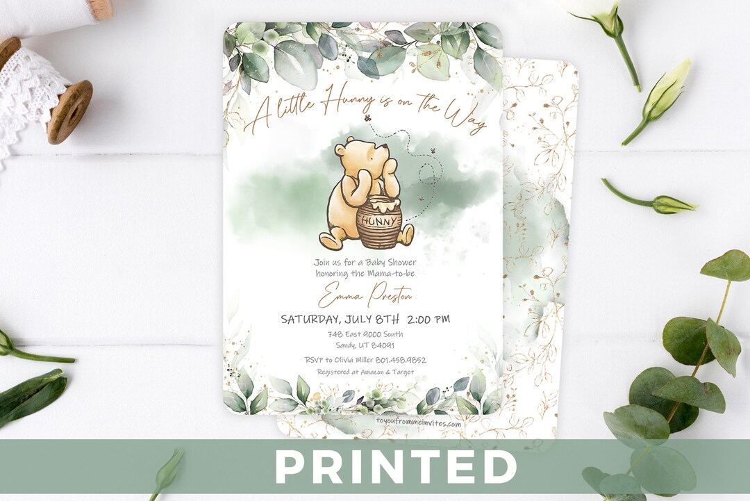 Winnie-the-pooh A Little Hunny is on the Way BABY SHOWER Invitation ...
