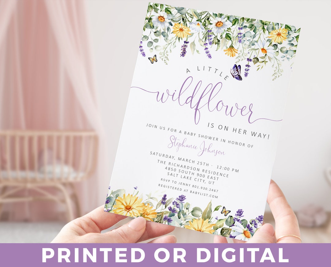 Spring Wildflower Baby Shower Invitation A Little Wildflower is on Her ...