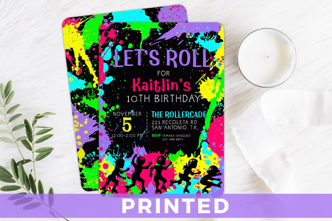 Let's Roll Skate Party Invitation Roller Skate Birthday PRINTED ...