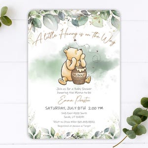 Winnie-the-pooh A Little Hunny is on the Way BABY SHOWER Invitation ...