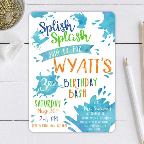 Splish Splash Summer Backyard Bash Invitation Water Bash - Etsy
