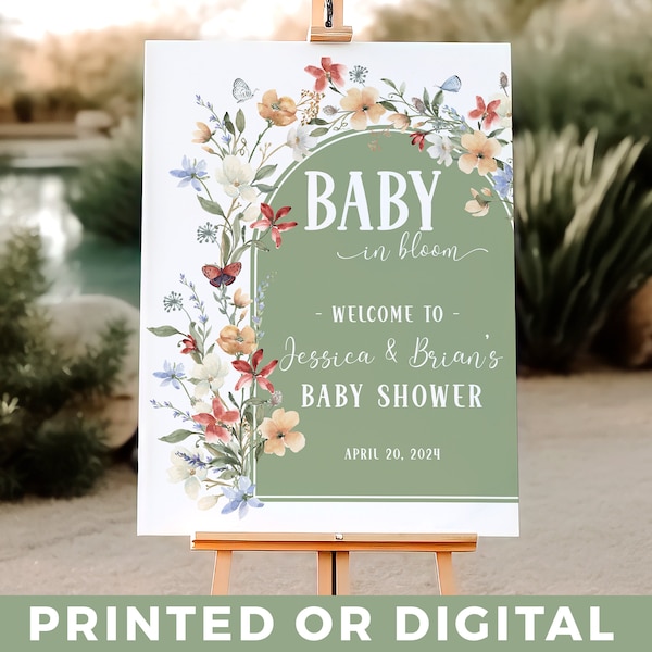 Baby in Bloom Welcome Sign Sage - Etsy