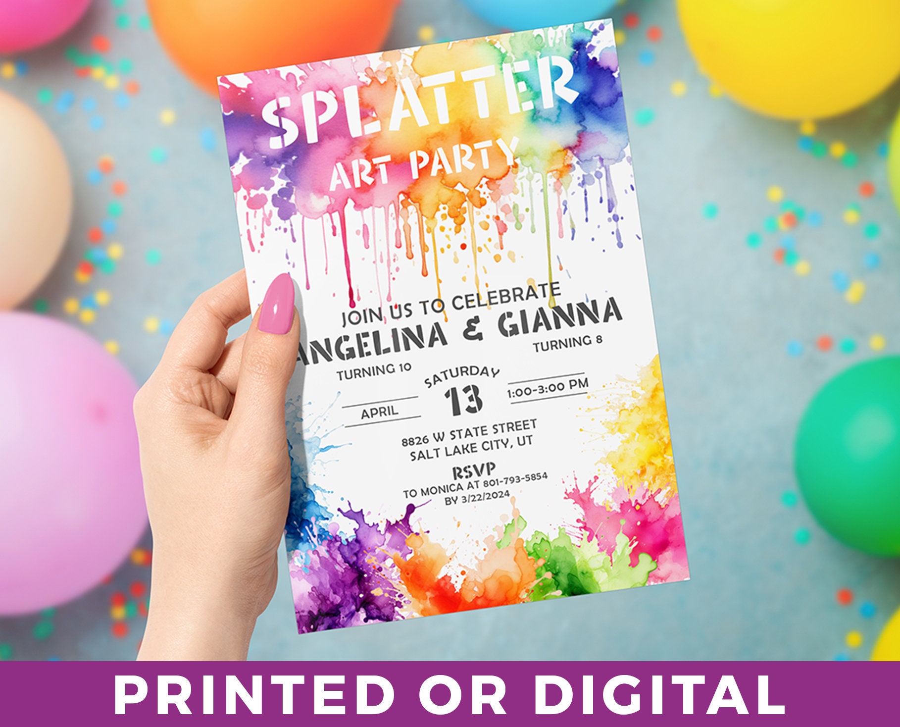 Paint Splatter Invitations