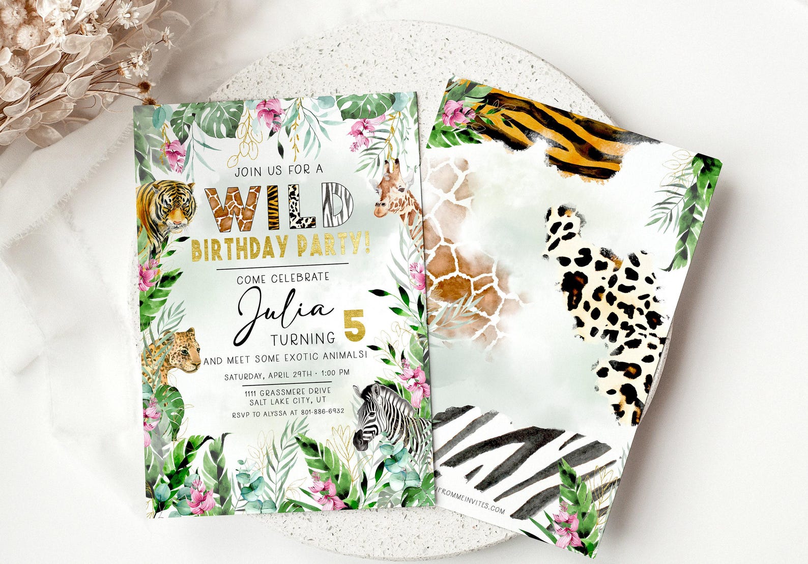 WILD Animal Birthday Invitation Jungle Animal Birthday Invite Zebra ...