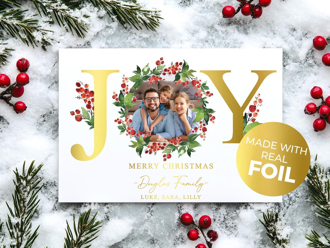 Custom Photo Christmas Card With Real Foil - Christmas Card Template ...