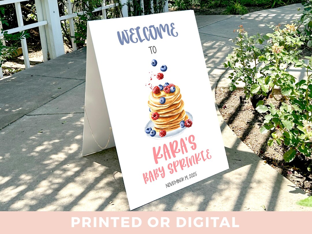 Pancakes and Pampers Baby Shower Welcome Sign - Baby Brunch Welcome ...