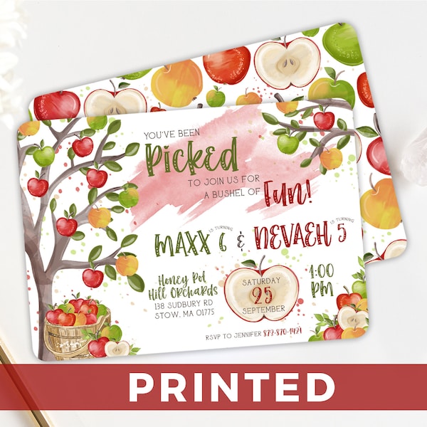 Apple Birthday Invitations - Etsy
