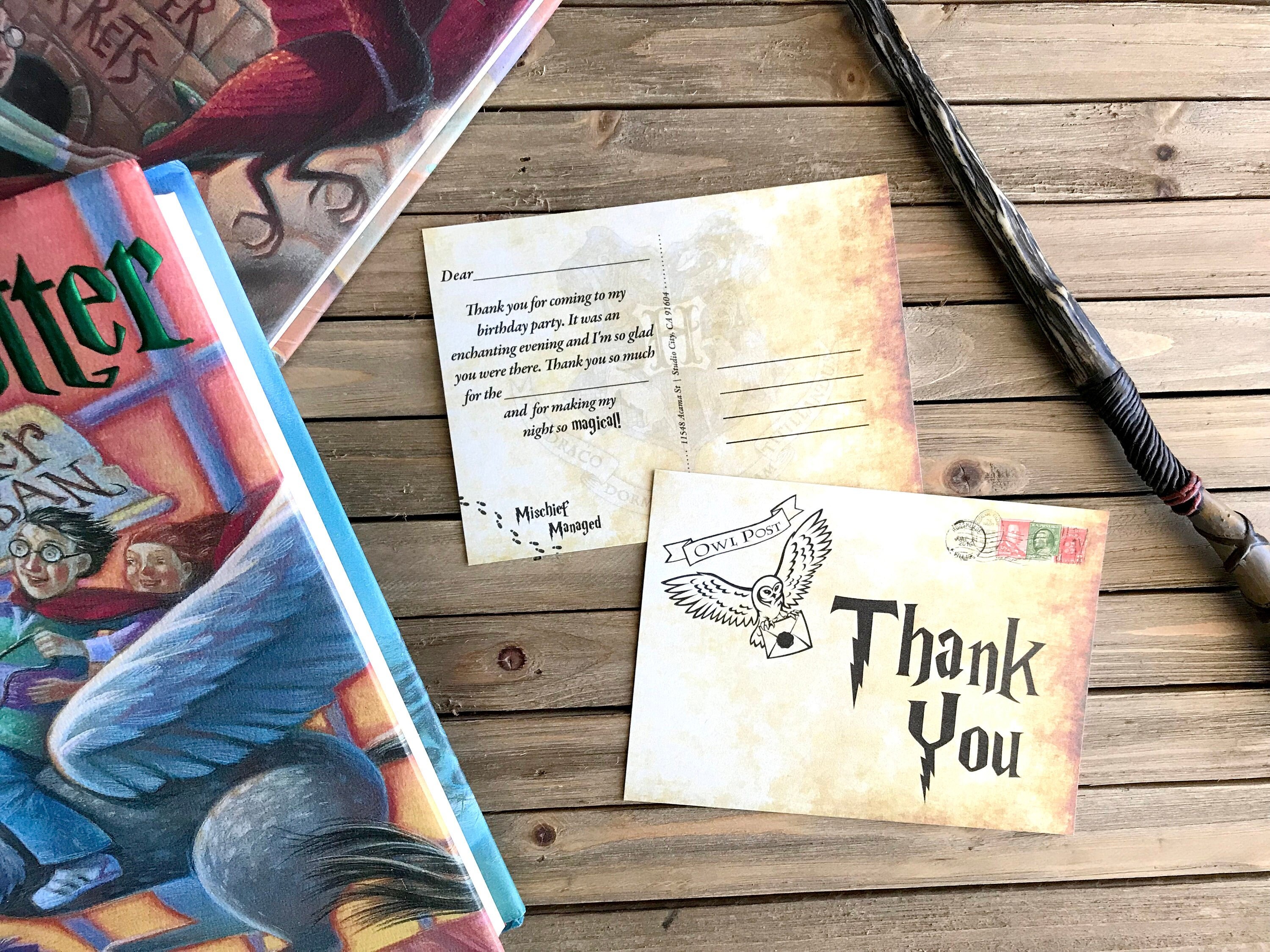 Wizard Party PRINTED Thank You Postcards Wizard Thank You - Etsy