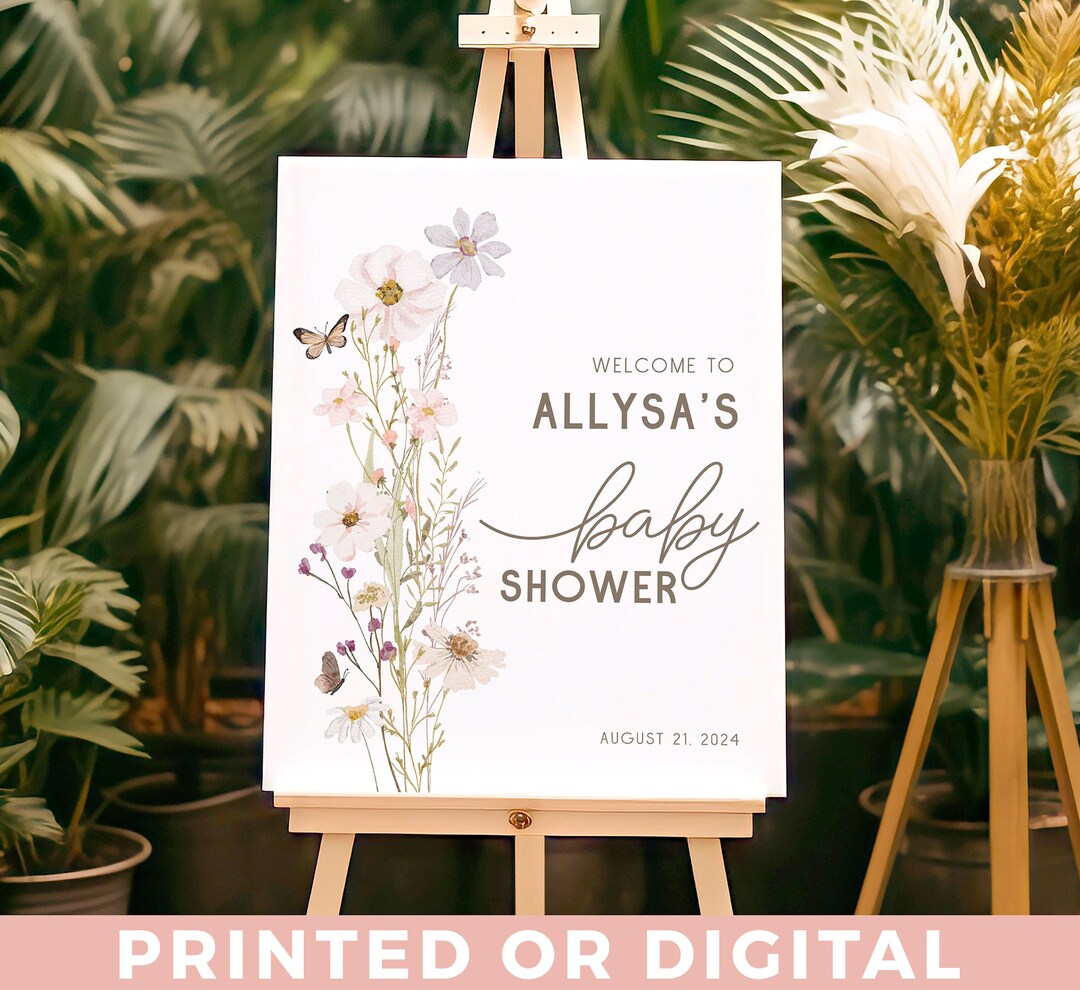 Editable Wildflower Baby Shower Welcome Sign, Wildflowers Welcome ...