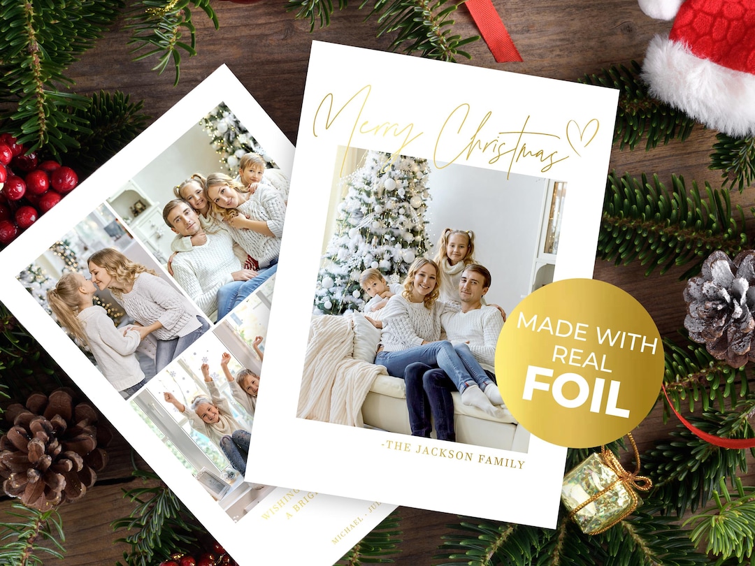 Custom Gold FOIL Merry Christmas Photo Cards - Christmas Card Template ...