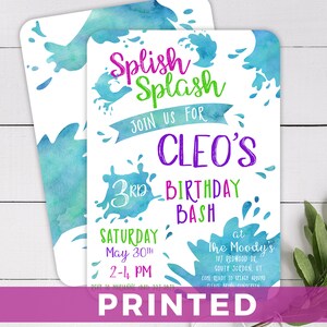 Splish Splash Birthday Bash PRINTED Invitation Water Party Invite ...