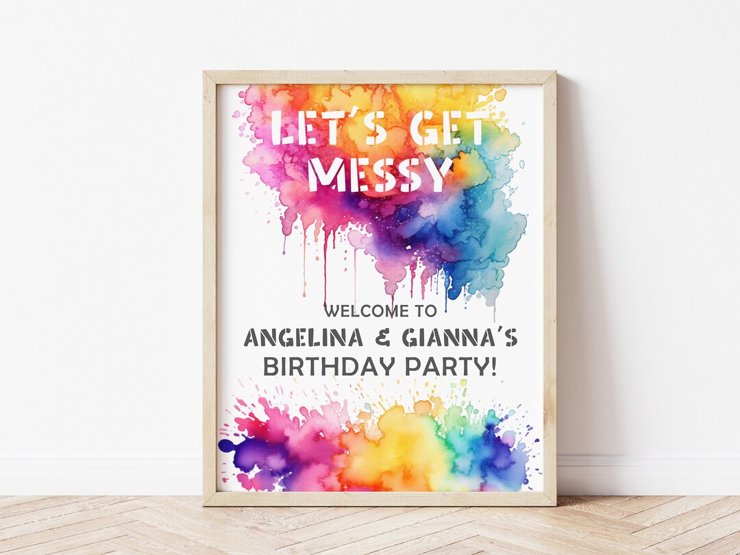 Splatter Art Party Welcome Sign Painting Birthday Party Welcome Sign ...