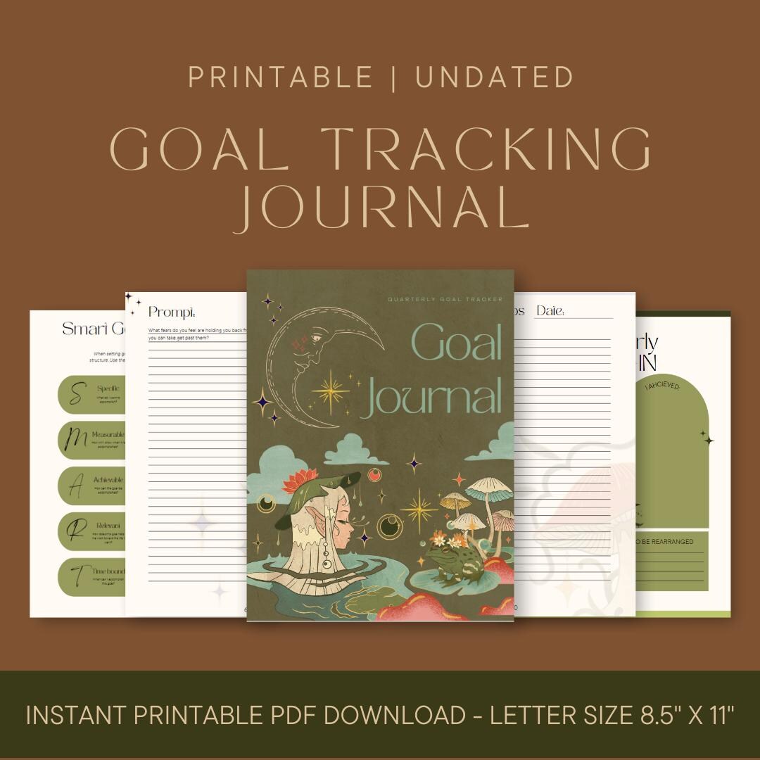 Goal Setting Journal, Green, Yearly Journal, Guided Journal With ...