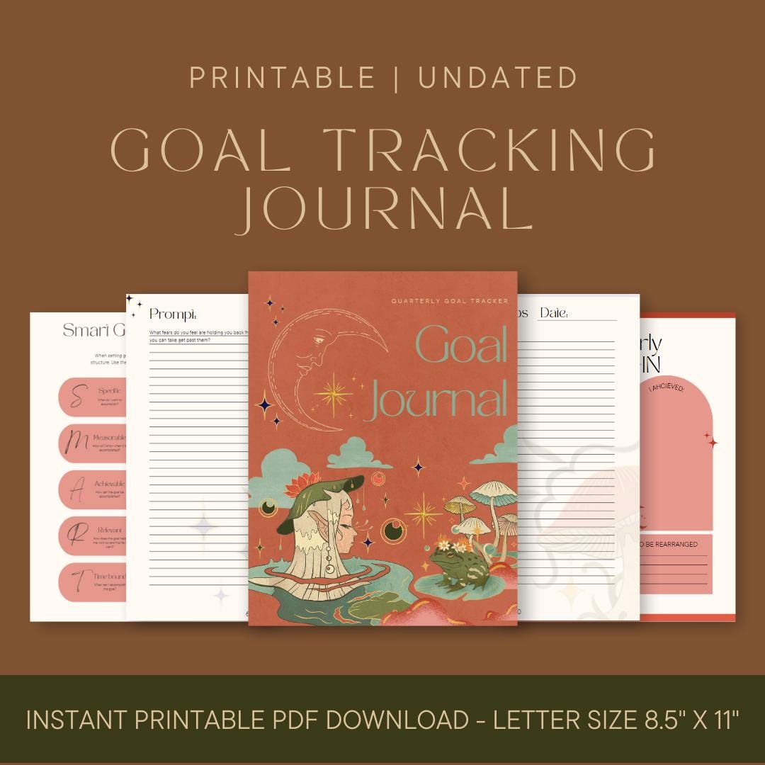 Goal Setting Journal, Pink, Yearly Journal, Guided Journal With Prompts ...