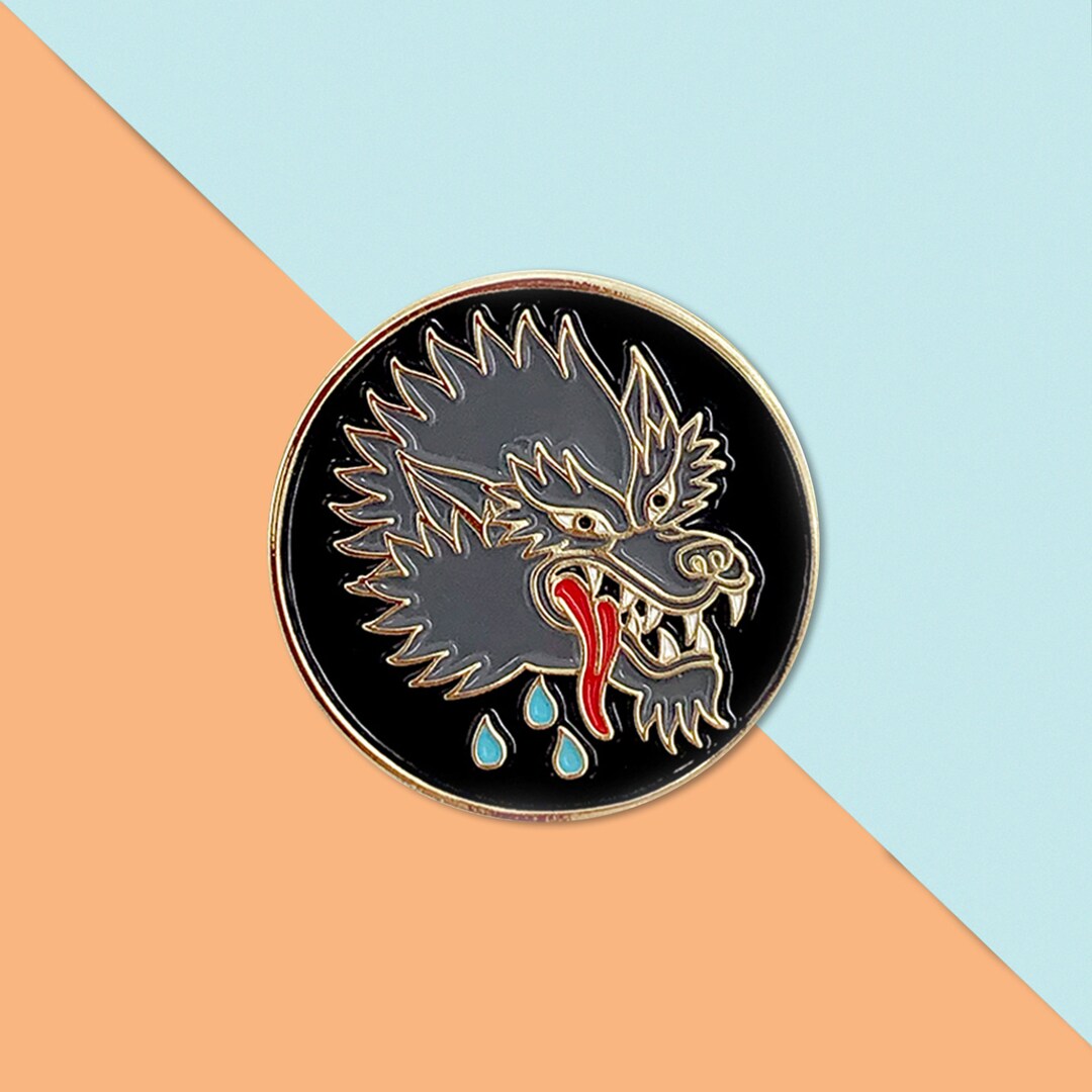 Scary Tattoo Style Wolf Pin Super Awesome Custom Soft Enamel Pin. Cute ...