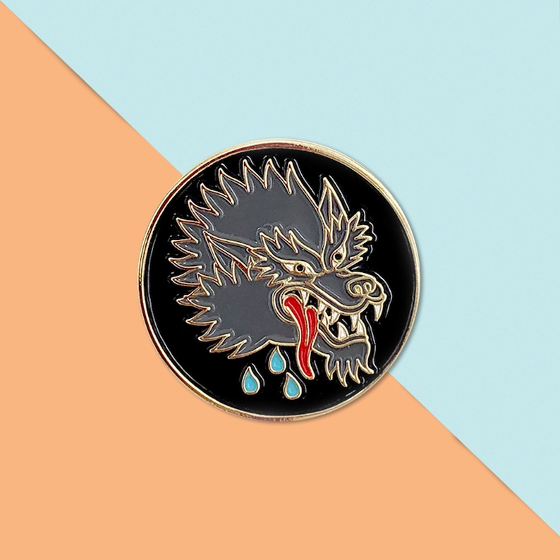 Scary Tattoo Style Wolf Pin Super Awesome Custom Soft Enamel Pin. Cute ...