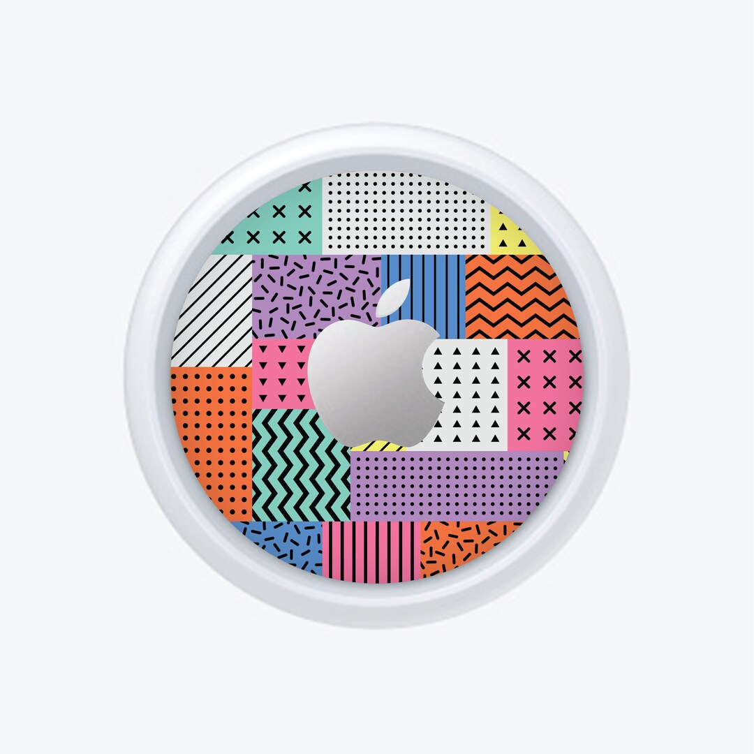 Apple AirTag Skin - Printed Bright Pastel Rectangles Memphis Pattern ...