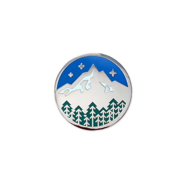 Mountain and Trees Badge - Go Exploring Pin Awesome Custom Soft Enamel ...
