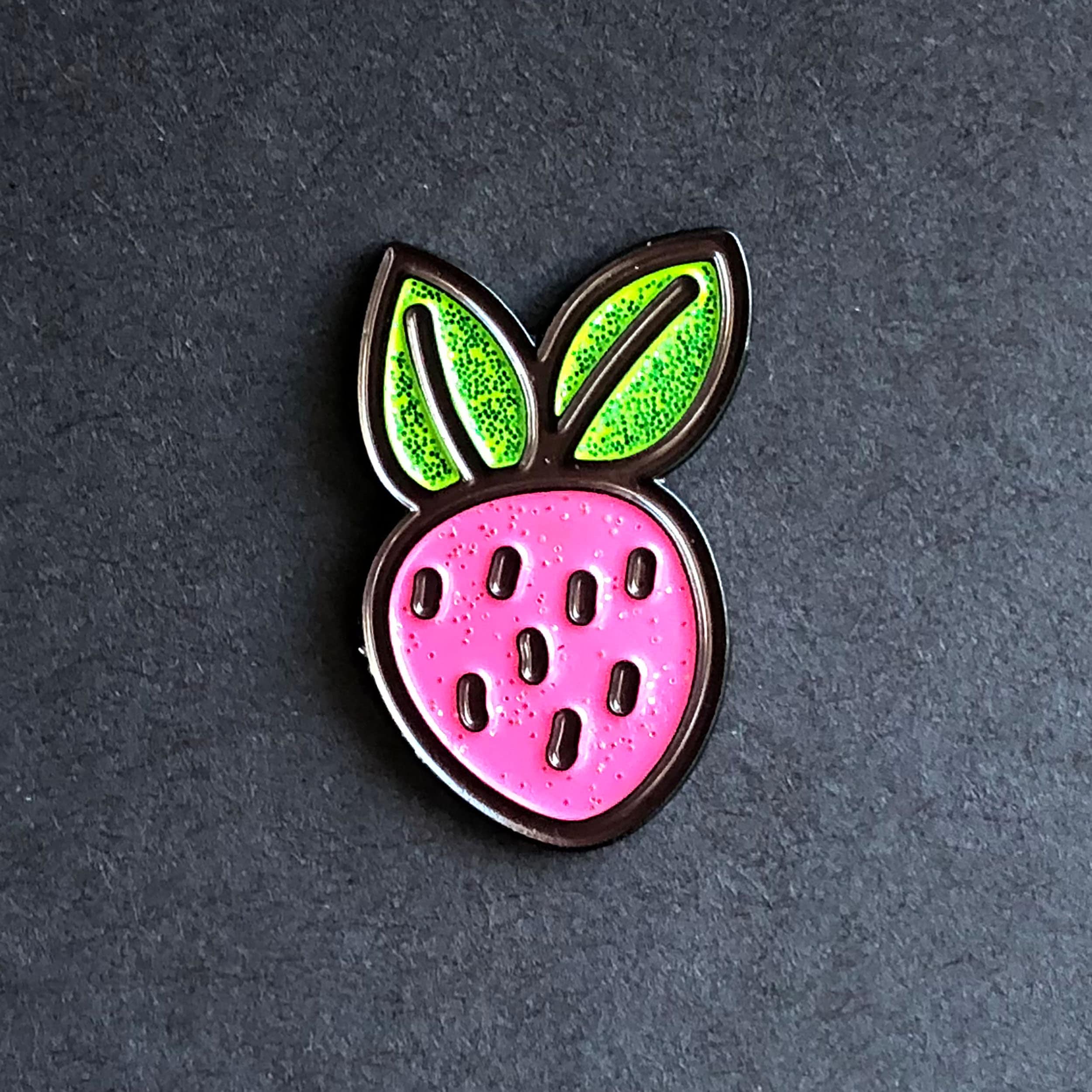 Glitter Strawberry Super Awesome Custom Soft Enamel Pin. Cute | Etsy