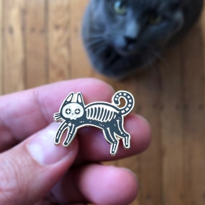 Day of the Dead Cat Skeleton Pin Super Awesome Custom Soft Enamel Pin ...