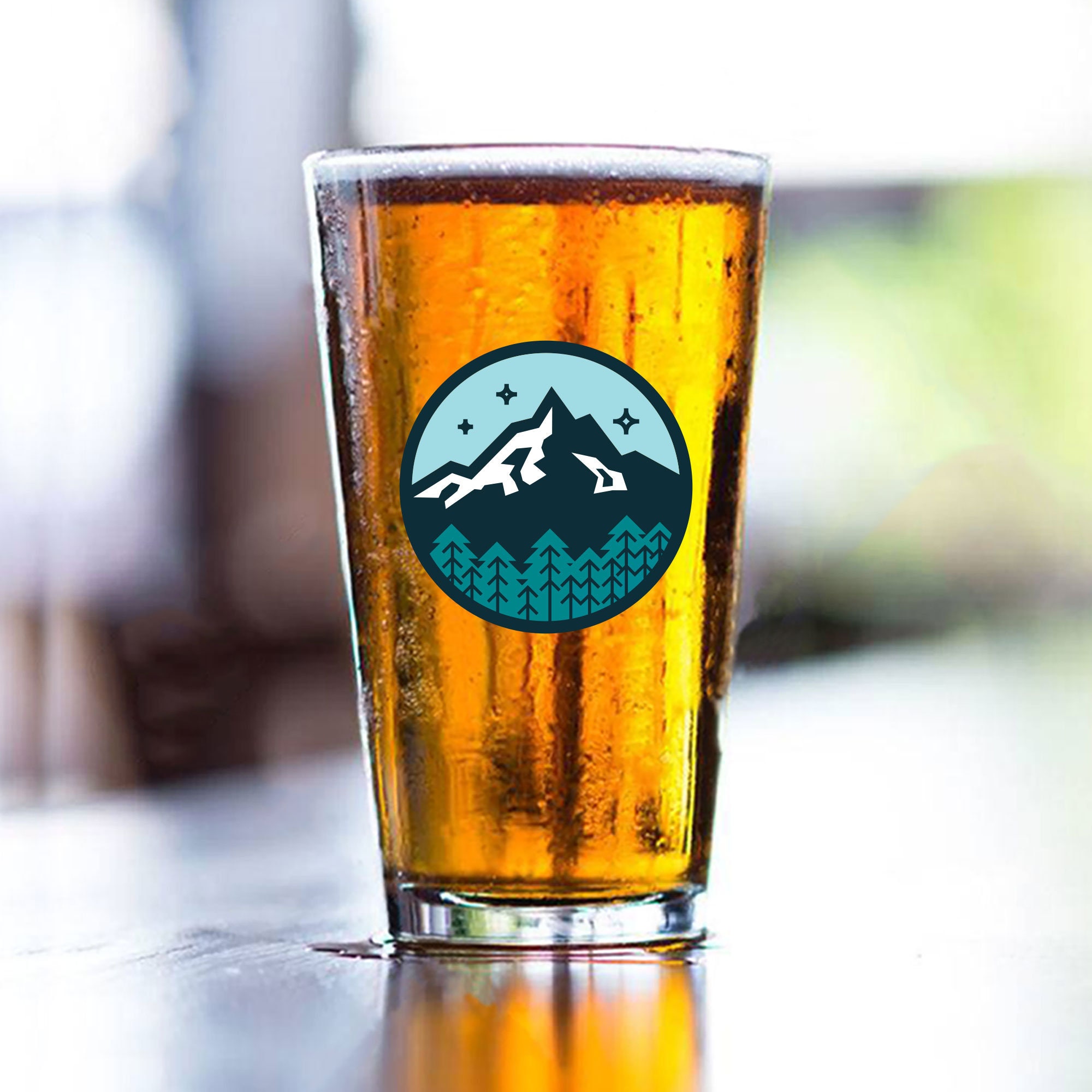 Mountain and Trees Pint Glass Full Color Pint Glass - Etsy