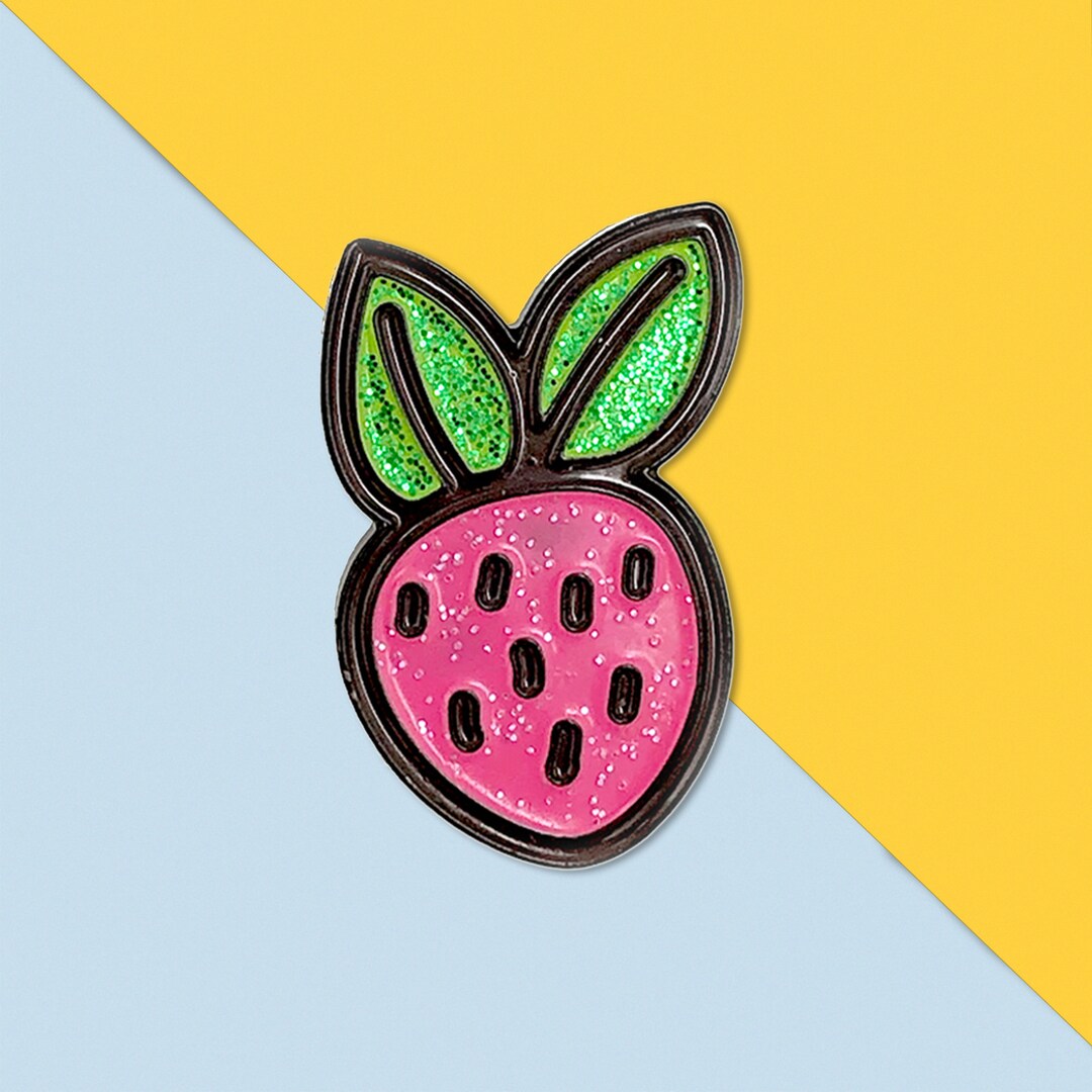 Glitter Strawberry Super Awesome Custom Soft Enamel Pin. Cute Enamel ...
