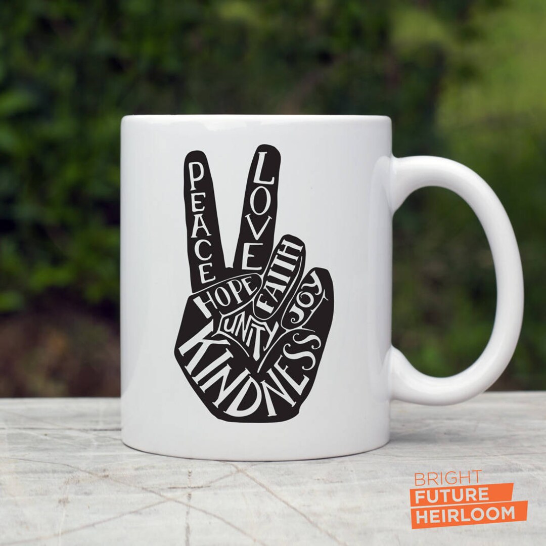 Boho Peace Fingers - Full Color Ceramic Mug - A Perfect Unique Coffee ...