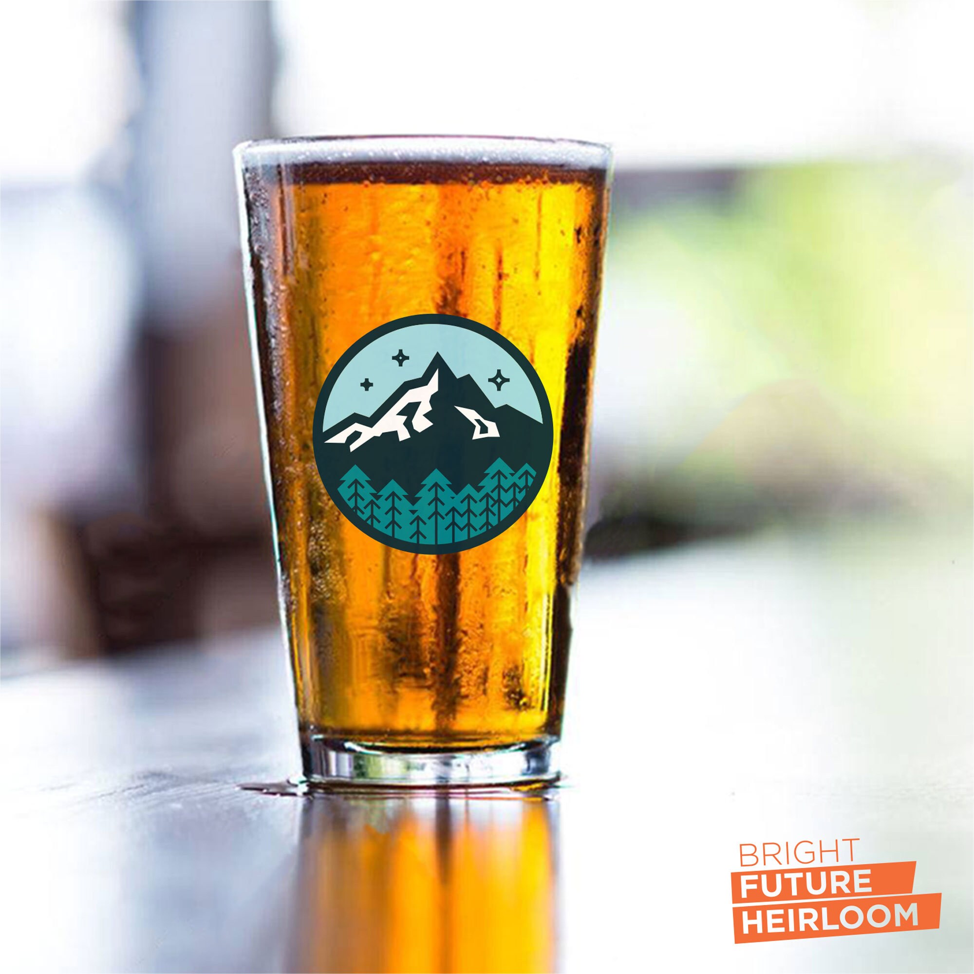 Mountain and Trees Pint Glass Full Color Pint Glass | Etsy