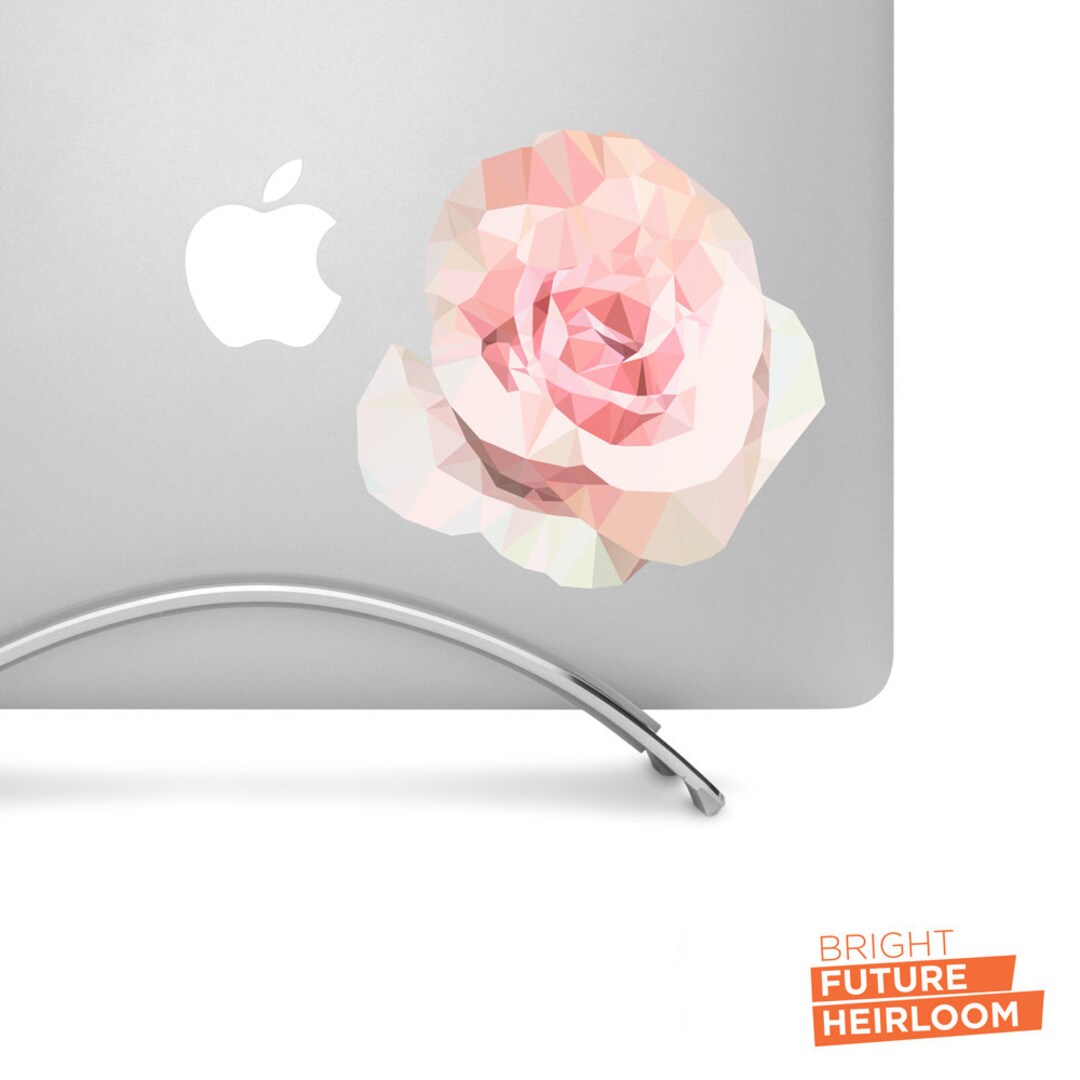 Low Poly Rose in Pink - High-quality Printed Vinyl Decal Aesthetic ...