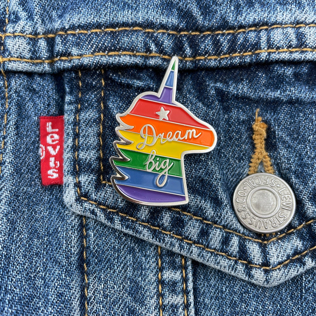 Dream Big Rainbow Unicorn Super Awesome Custom Soft Enamel Pin. Cute ...