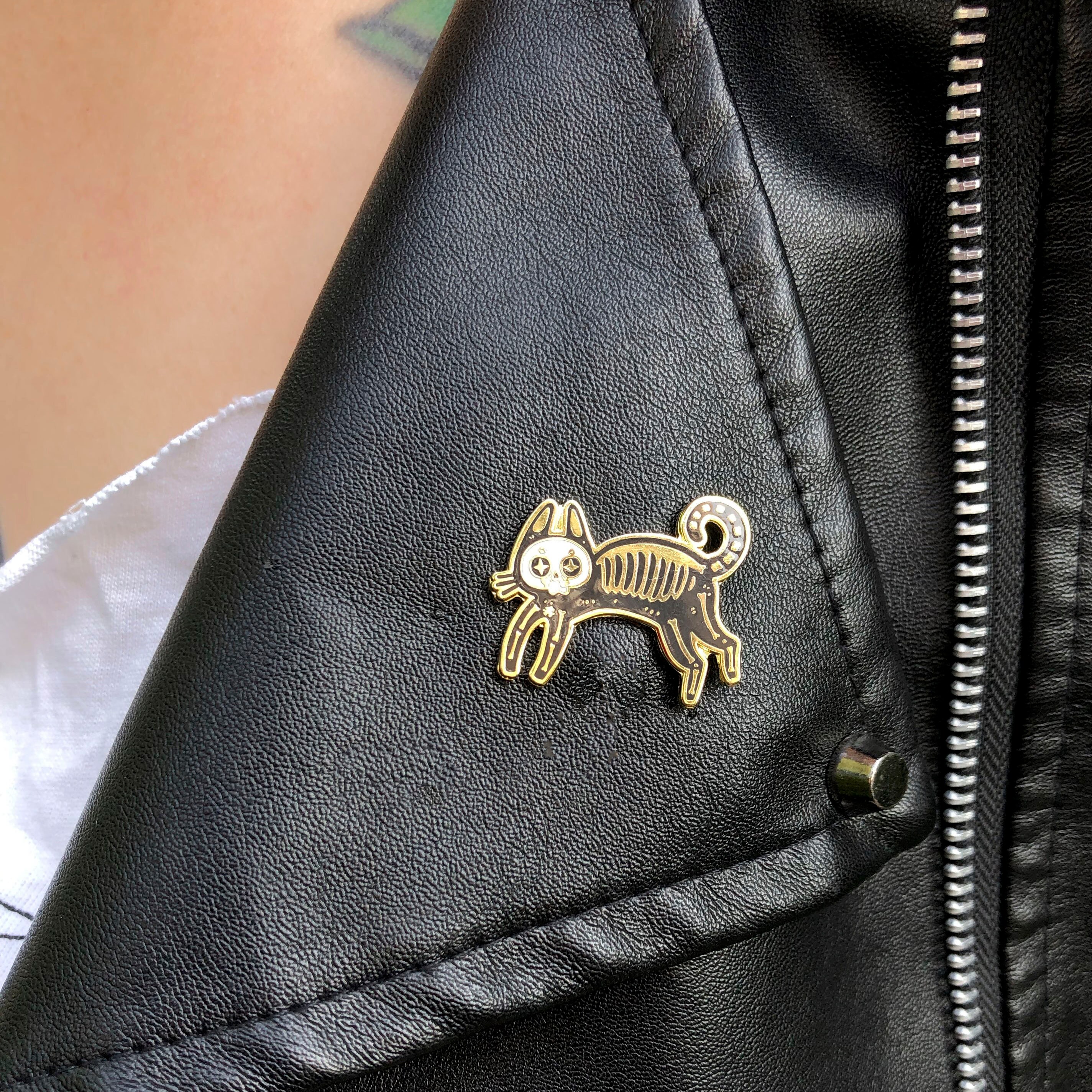 Day of the Dead Cat Skeleton Pin Super Awesome Custom Soft - Etsy