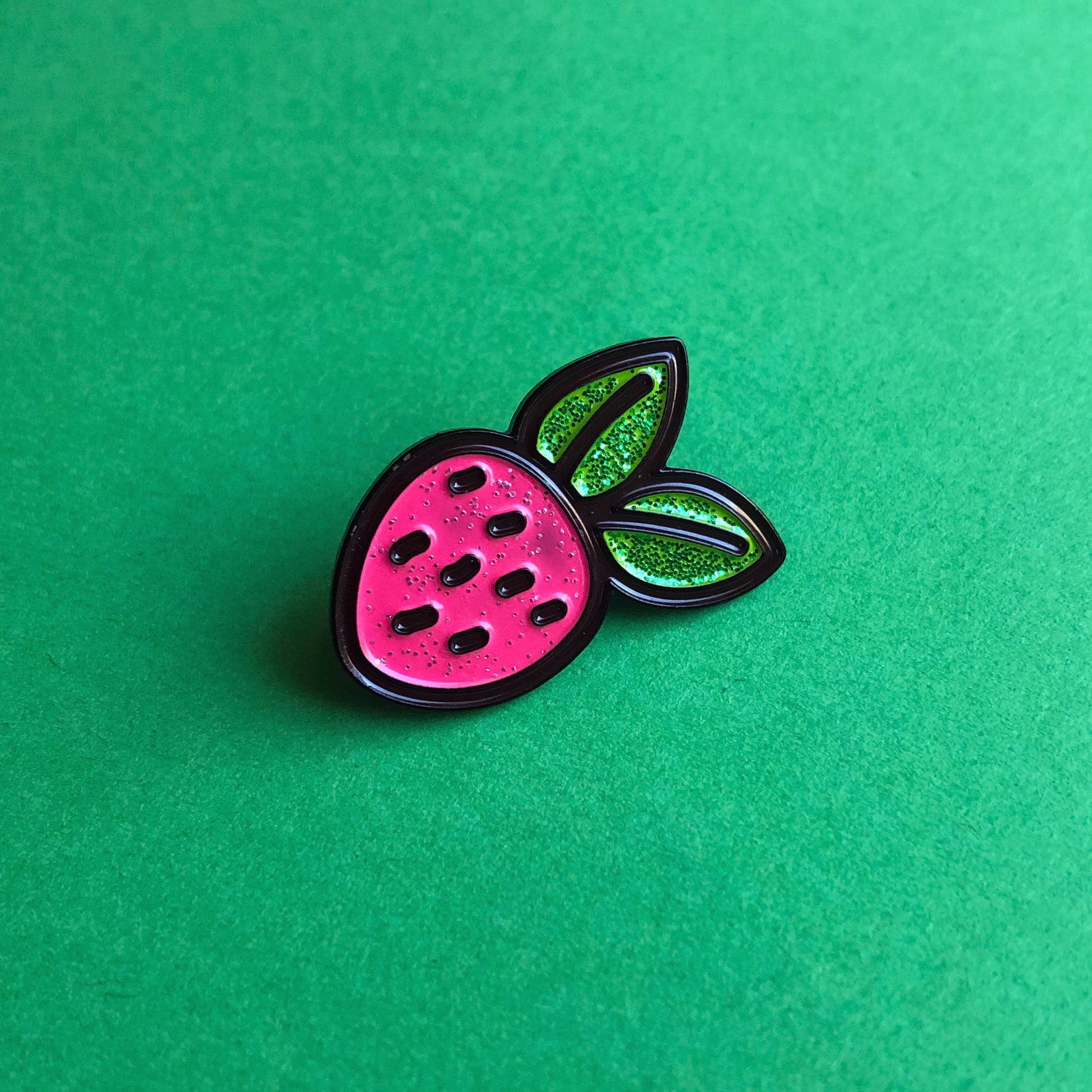 Glitter Strawberry Super Awesome Custom Soft Enamel Pin. Cute Enamel ...
