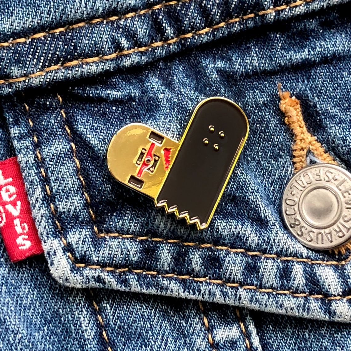 Broken Skateboard Heart Pin Super Awesome Custom Soft Enamel | Etsy