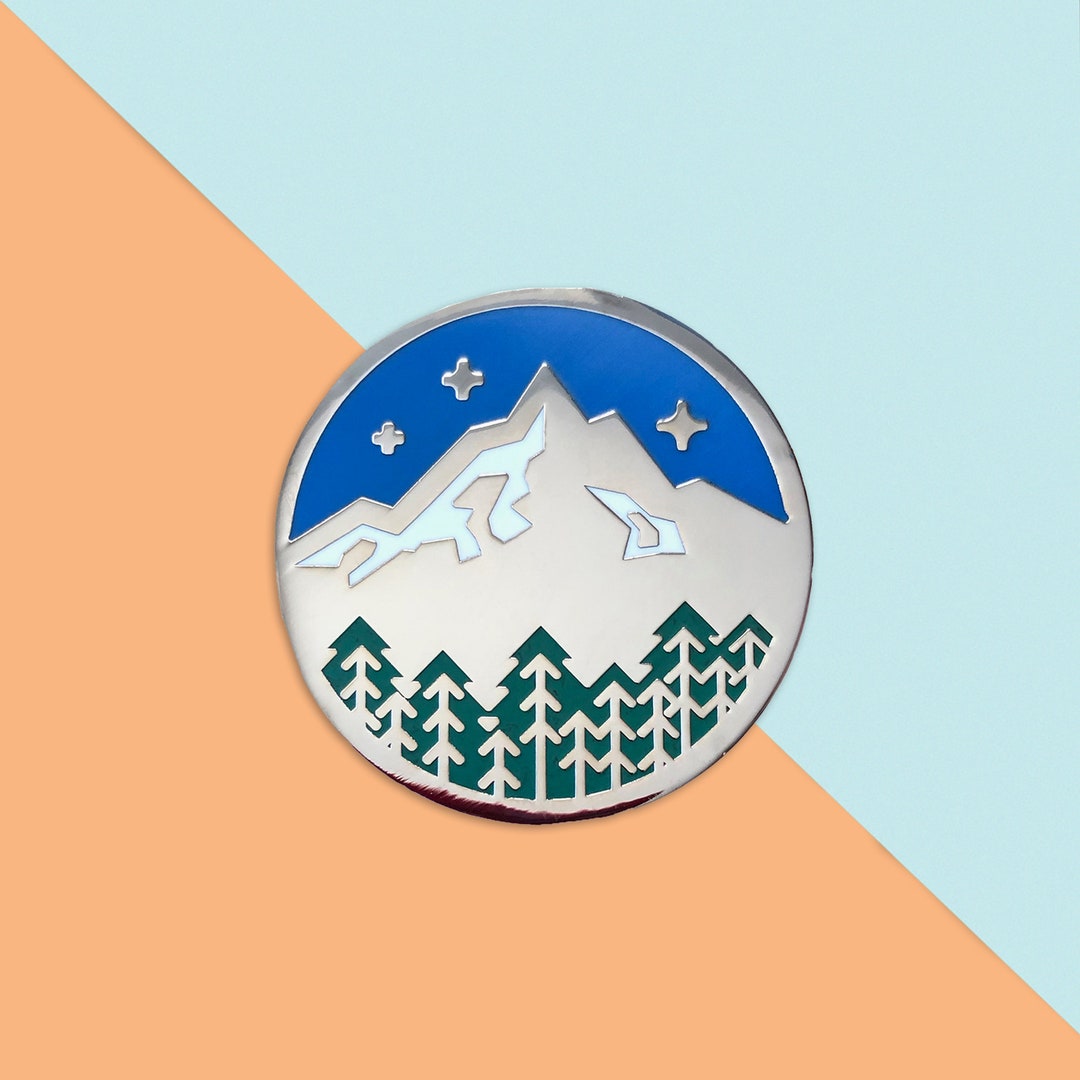 Mountain and Trees Badge - Go Exploring Pin Awesome Custom Soft Enamel ...
