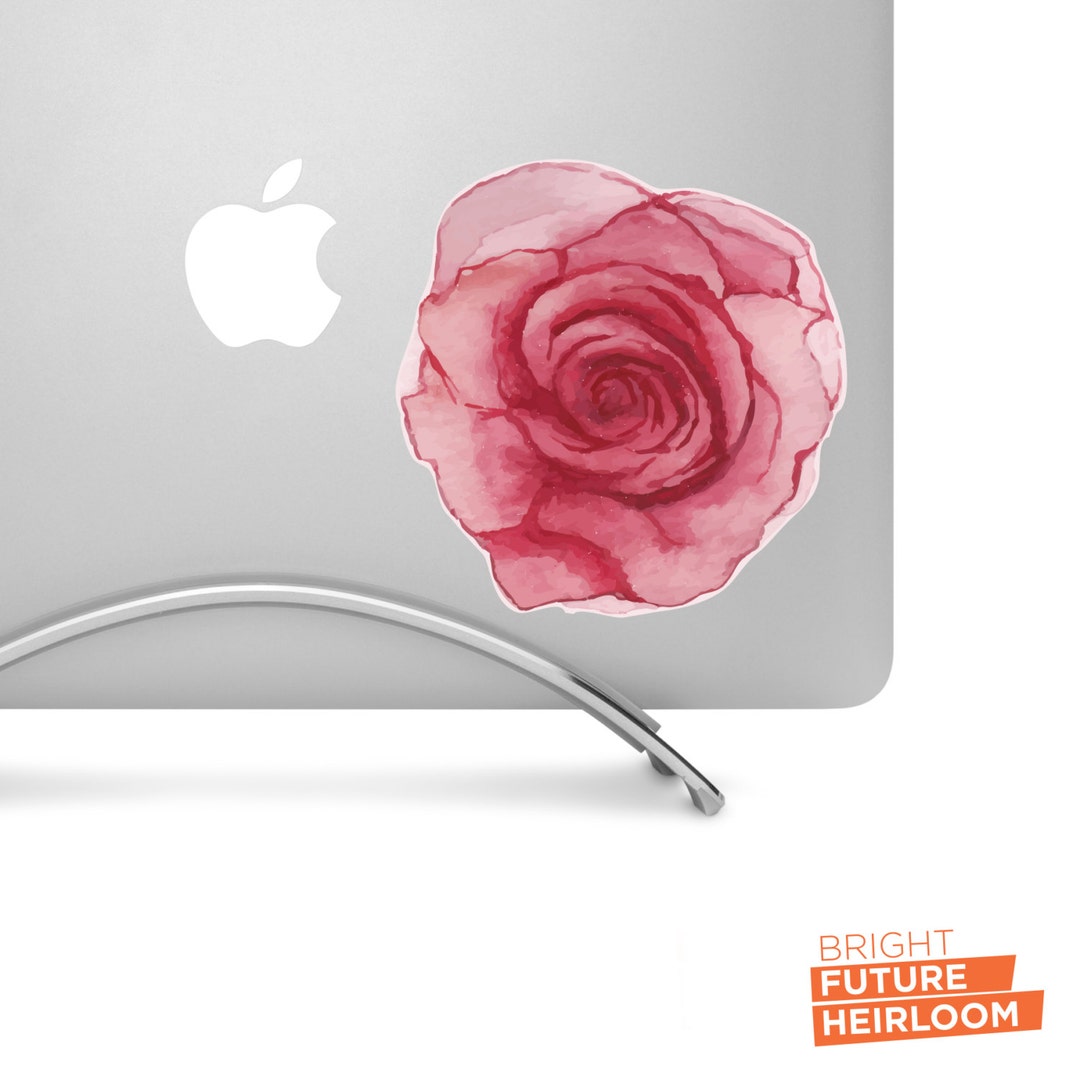 Red Watercolor Rose 01 - High-quality Printed Vinyl Decal Aesthetic ...