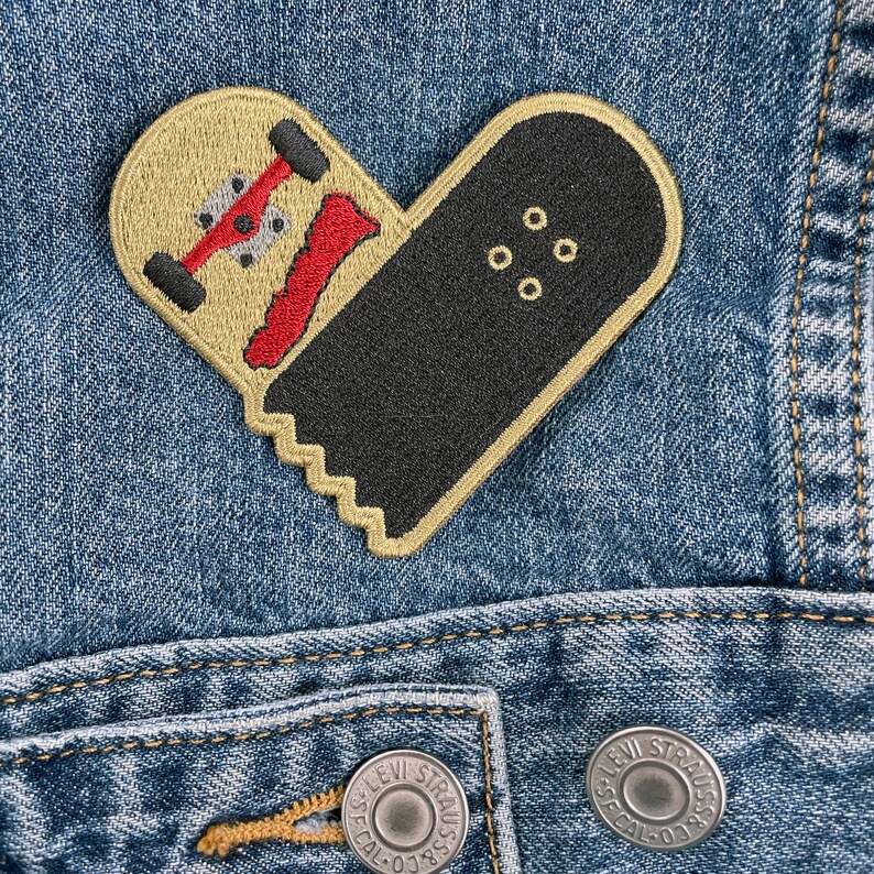 Broken Skateboard Heart Patch Skate Deck Heart Patch Skate - Etsy