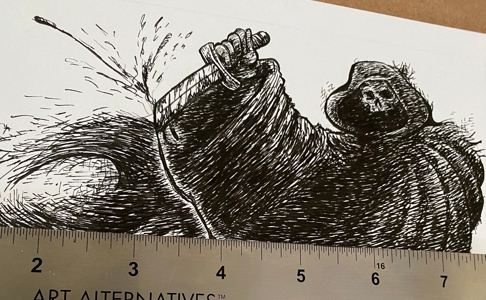 Death Comes Ripping Grim Reaper Original Ink Drawing | Etsy