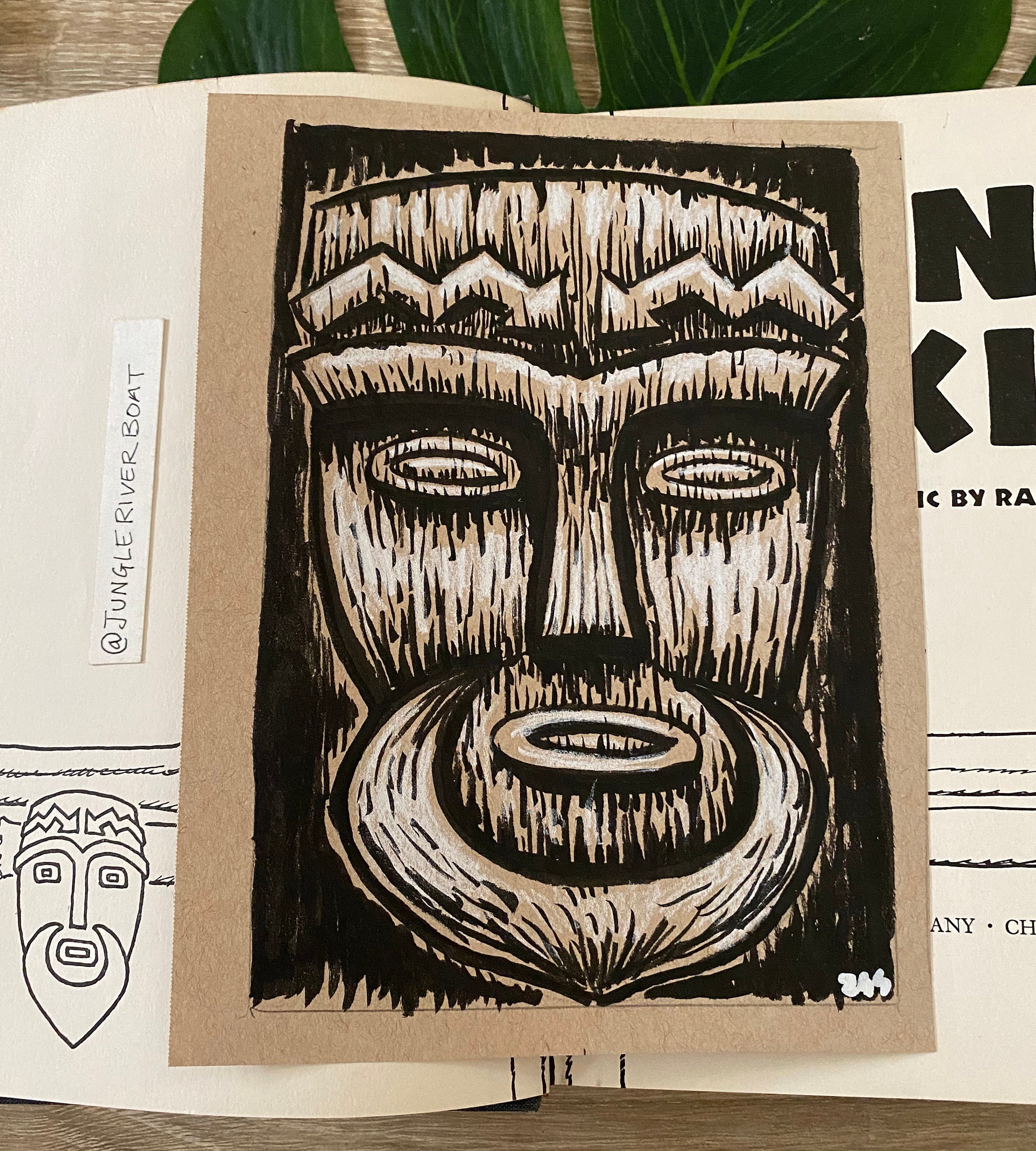 Kon Tiki Mask Logo Original Ink Drawing | Etsy