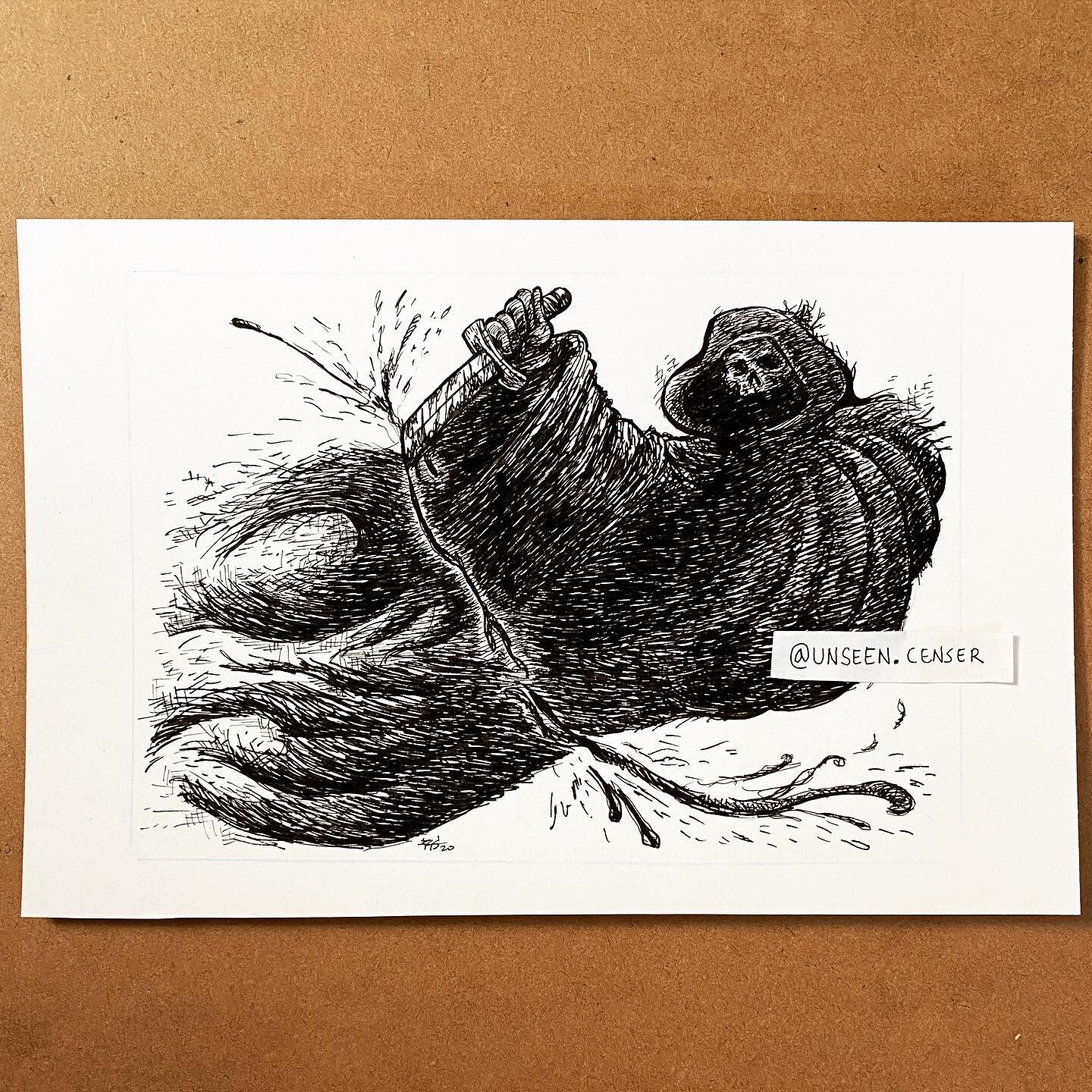 Death Comes Ripping Grim Reaper Original Ink Drawing - Etsy