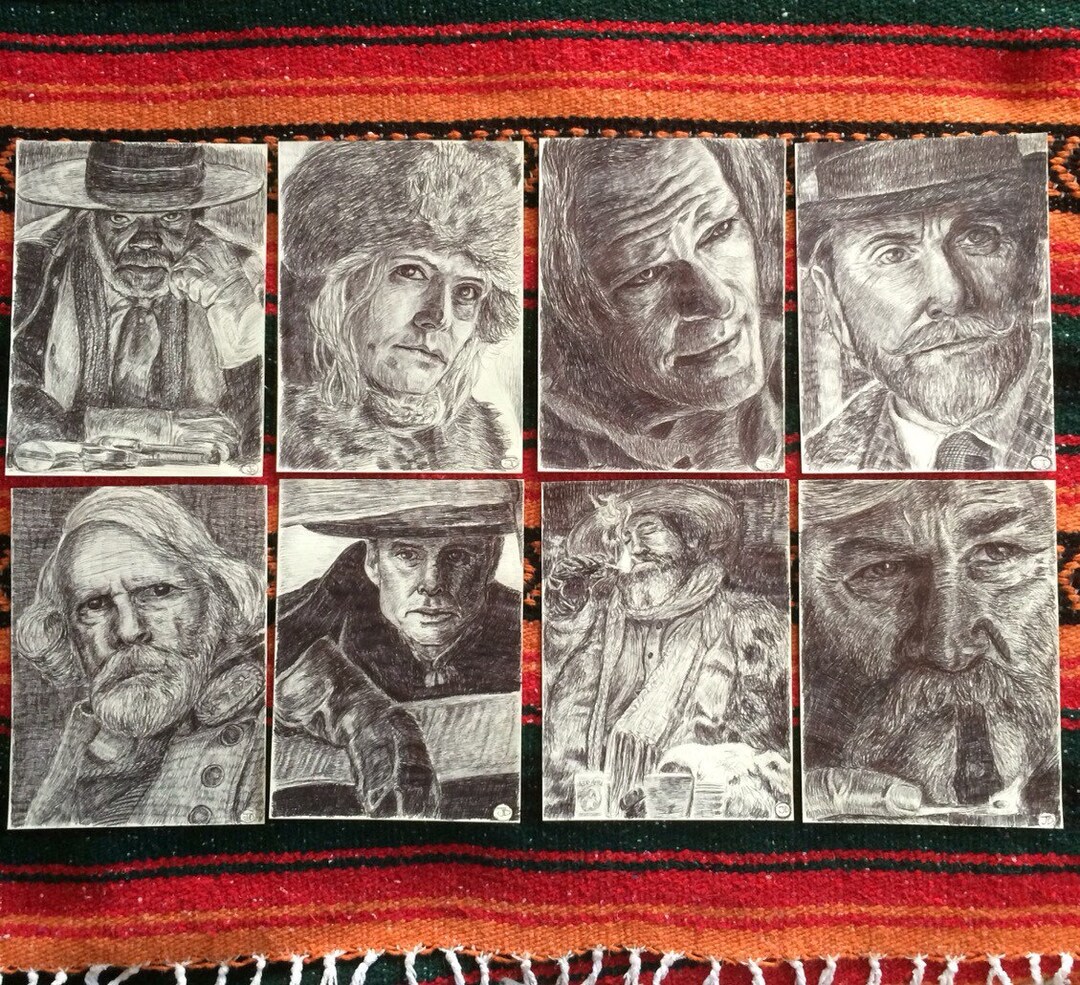 Set of 8 Original "hateful Eight" Ball Point Pen Portraits - Etsy