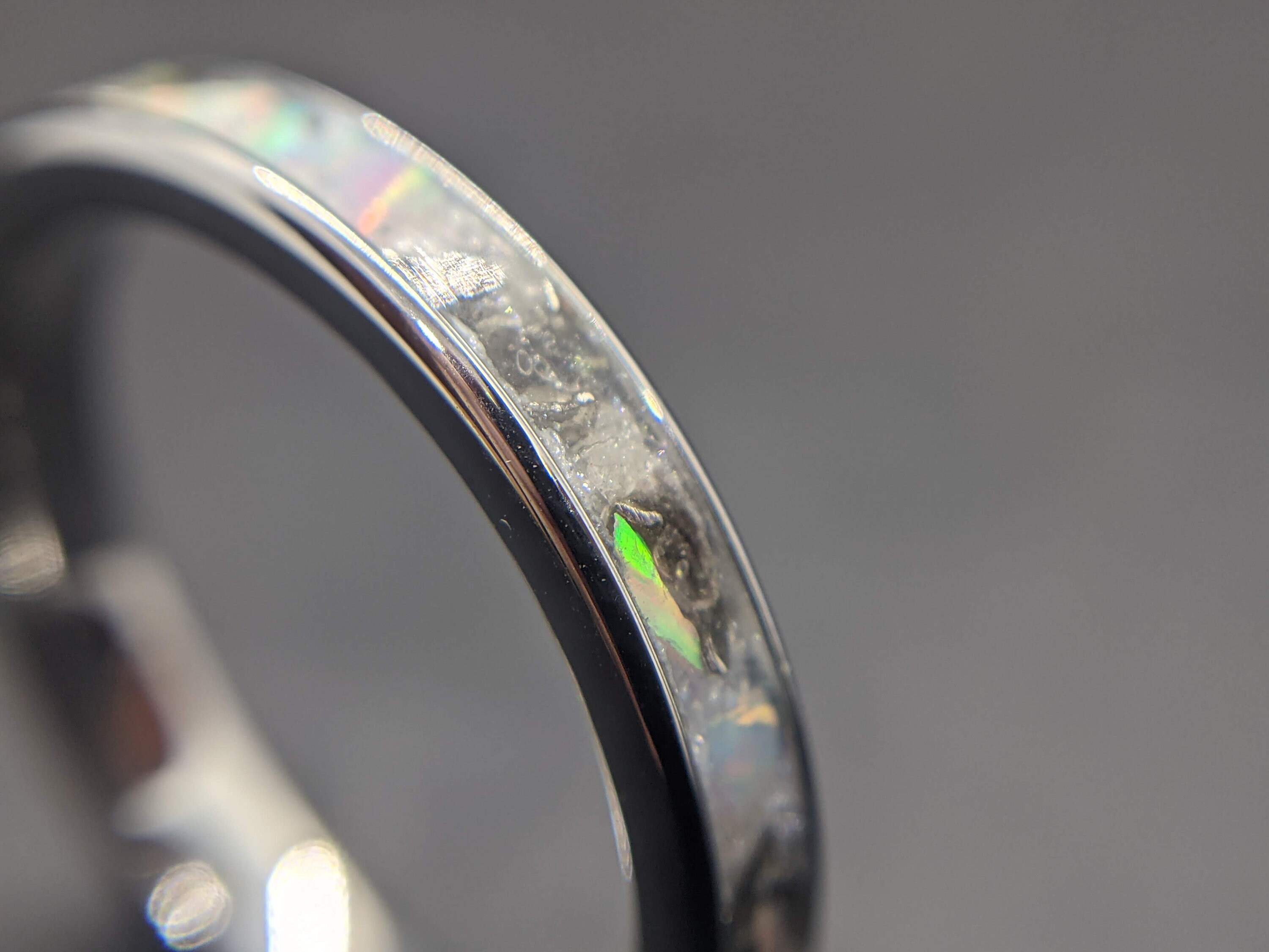 Meteorite Uncut Diamonds and Fire & Ice Opal Inlay Ring | Etsy