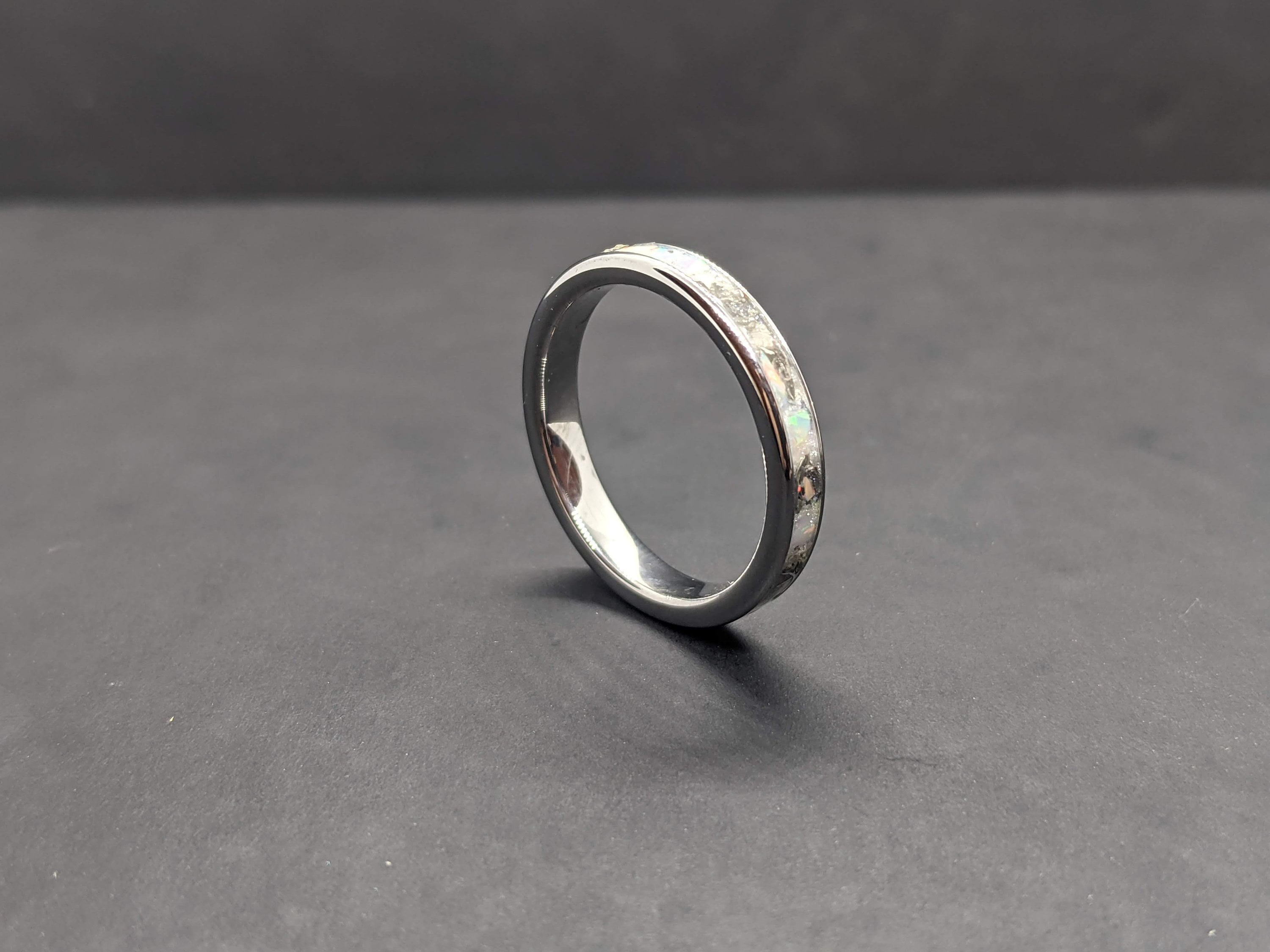 Meteorite Uncut Diamonds and Fire & Ice Opal Inlay Ring | Etsy