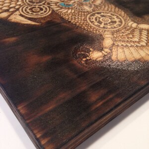 Steampunk Owl Wood Burned Art, Pyrography Artwork, Wooden Owl ...