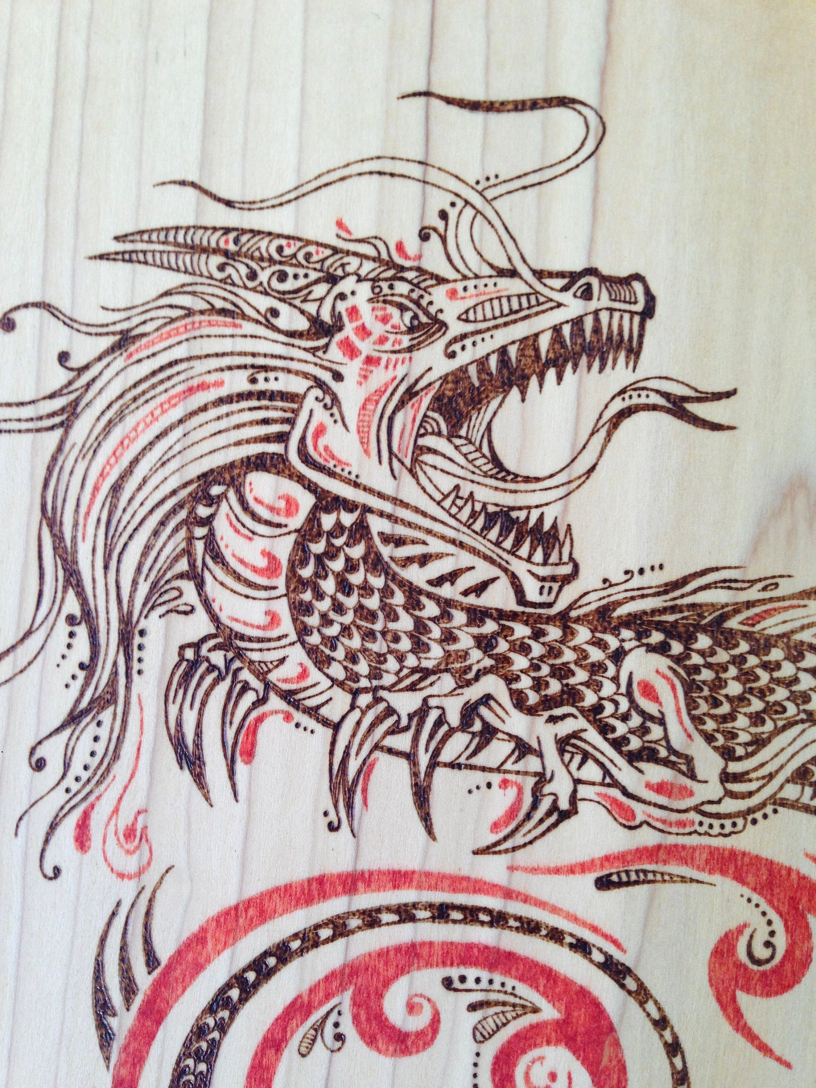 Dragon Wood Sign Tribal Style Dragon Pyrography Art Wood - Etsy