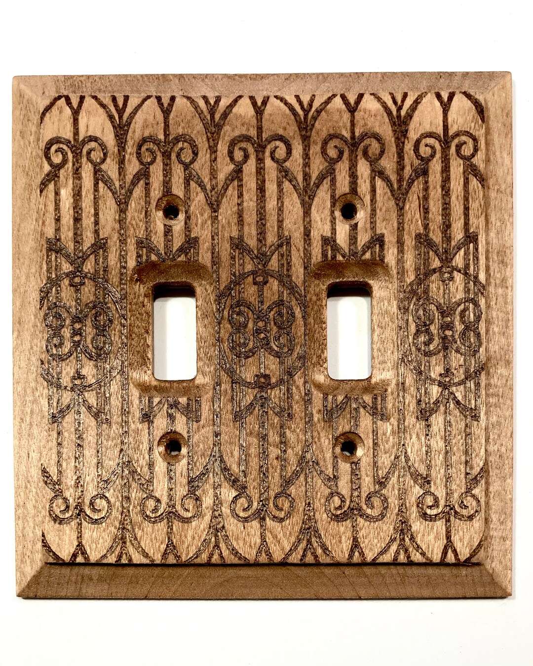 Art Deco Wood Burned Double Toggle Light Switch Cover - Etsy
