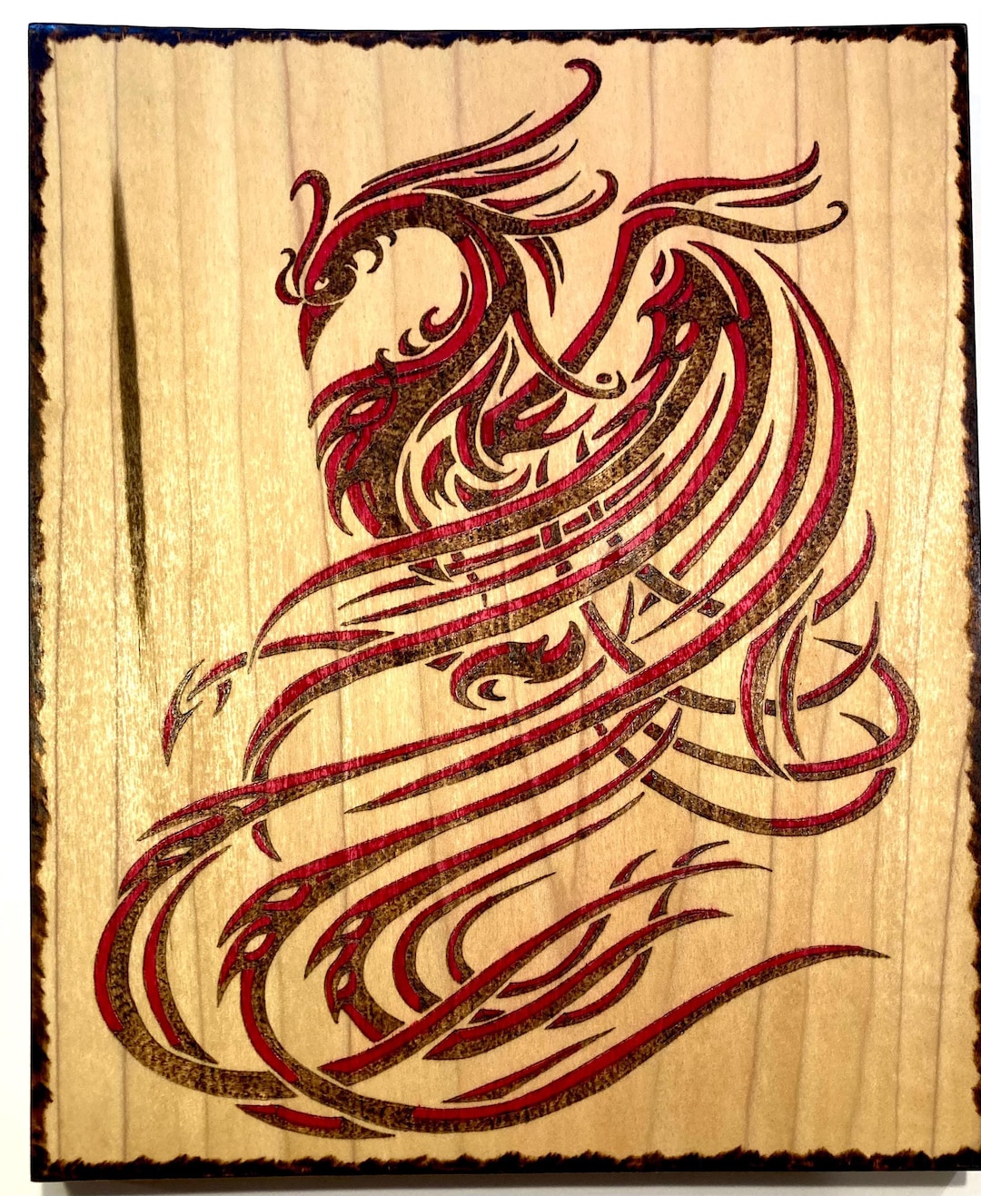 Phoenix Wood Art- Wood Burned Phoenix- Painted Phoenix - Etsy