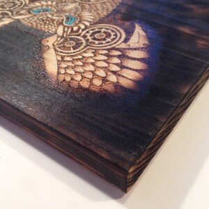 Steampunk Owl Wood Burned Art, Pyrography Artwork, Wooden Owl ...
