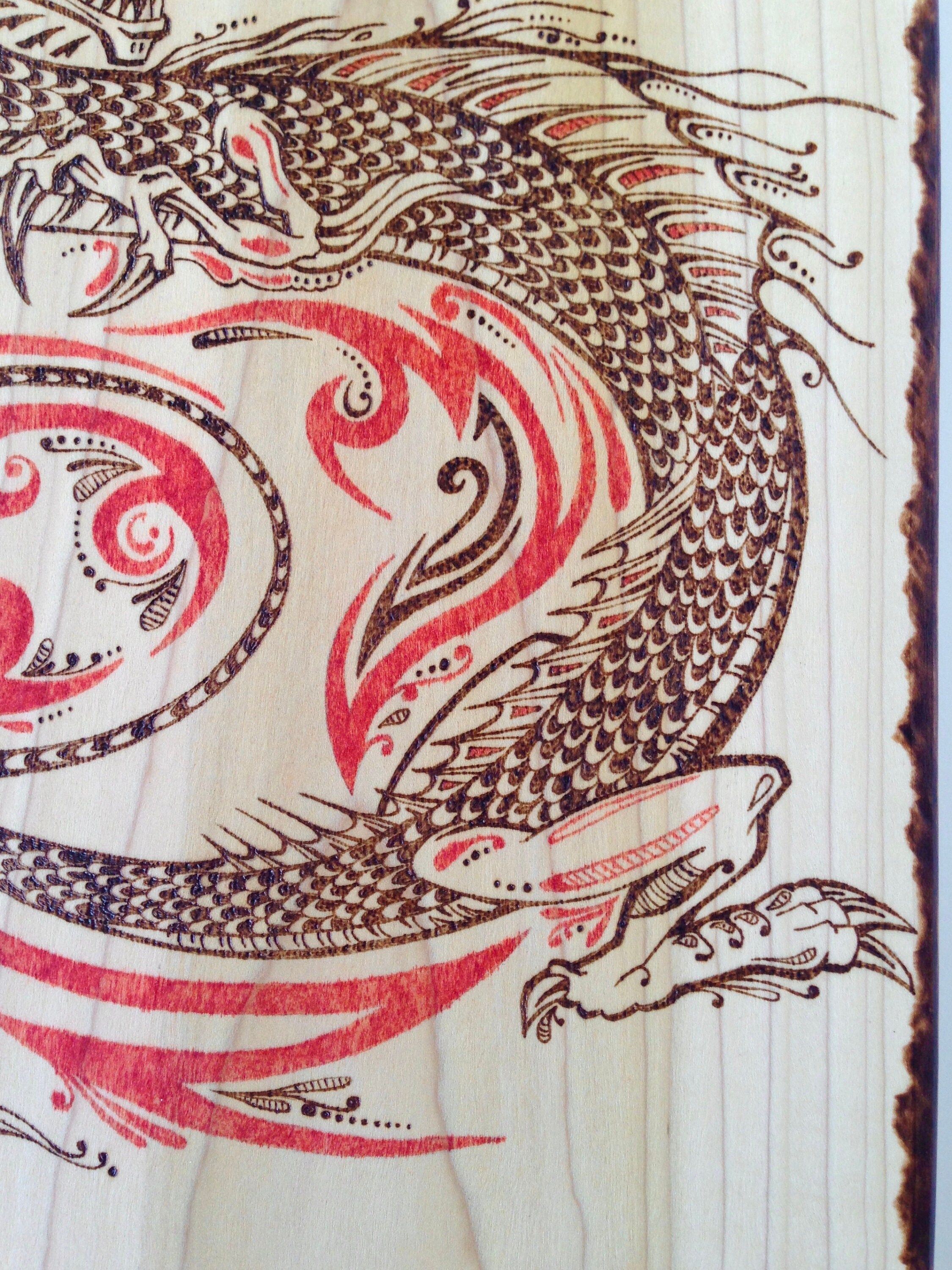 Dragon Wood Sign Tribal Style Dragon Pyrography Art Wood - Etsy