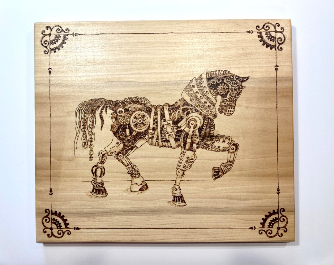Steampunk Horse Wood Burned Art - Pyrography - Horse Picture - Etsy