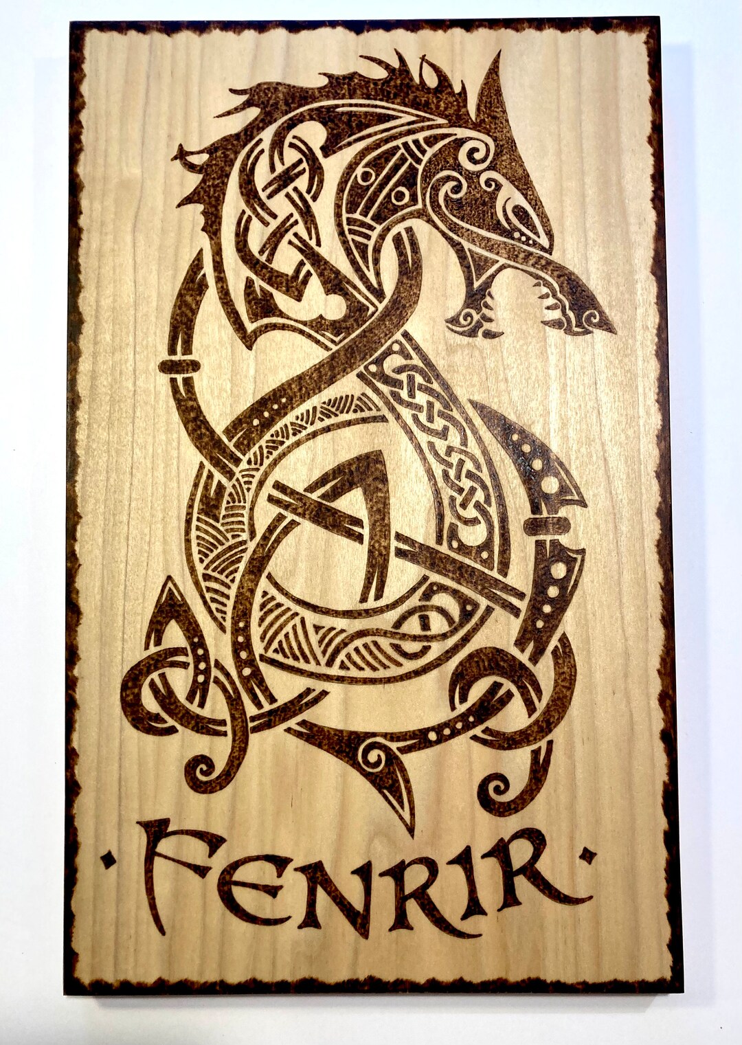 Fenrir Wood Sign - Norse Mythology Art - Wood Burned Art - Etsy